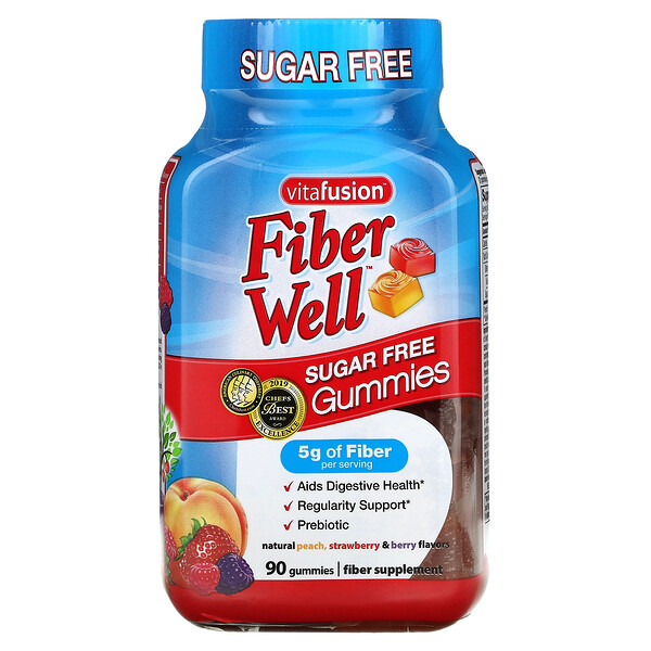 VitaFusion, Fiber Well, Peach, Strawberry, Berry, 90 GummiesSingapore
