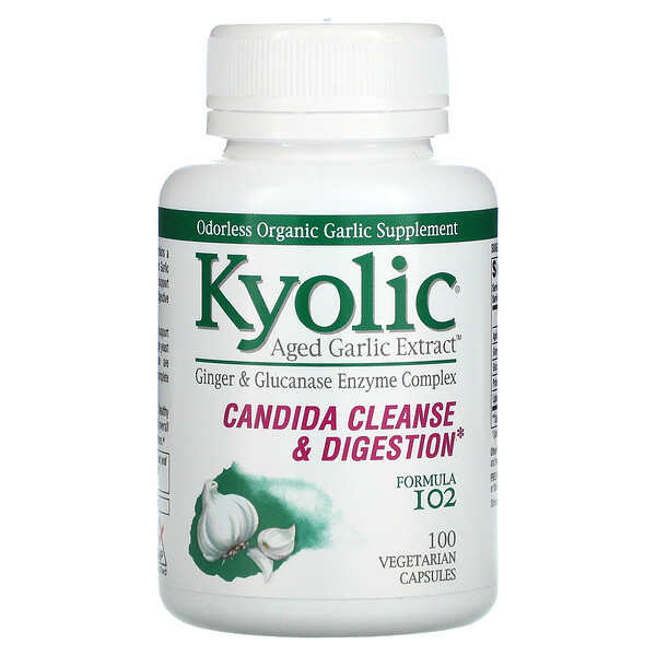 Kyolic, Aged Garlic Extract, Candida Cleanse & Digestion Formula 102 ...