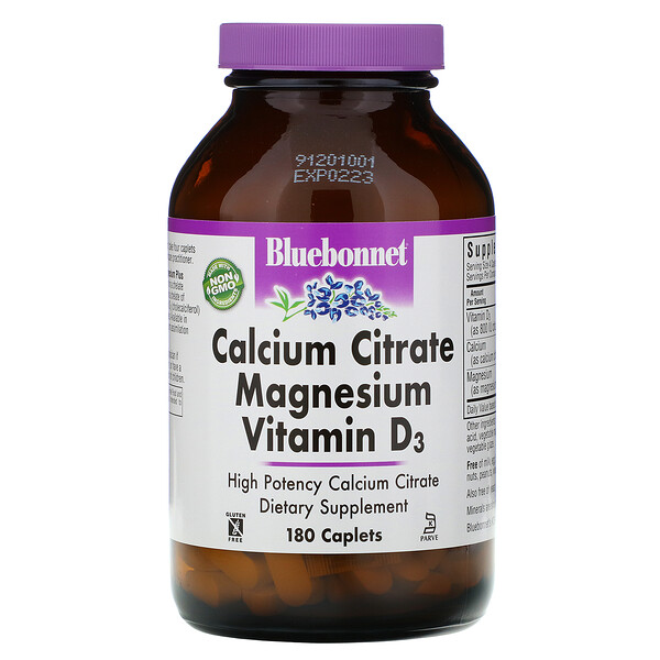 Bluebonnet Nutrition, Calcium Citrate Magnesium Vitamin D3, 180 ...