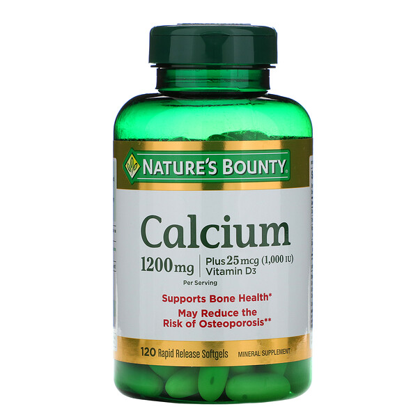 Nature's Bounty, Calcium Plus Vitamin D3, 600 mg, 120 Rapid Release ...