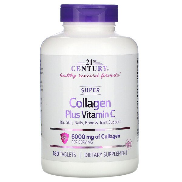 21st Century, Super Collagen Plus Vitamin C, 1,000 mg, 180 TabletsSingapore