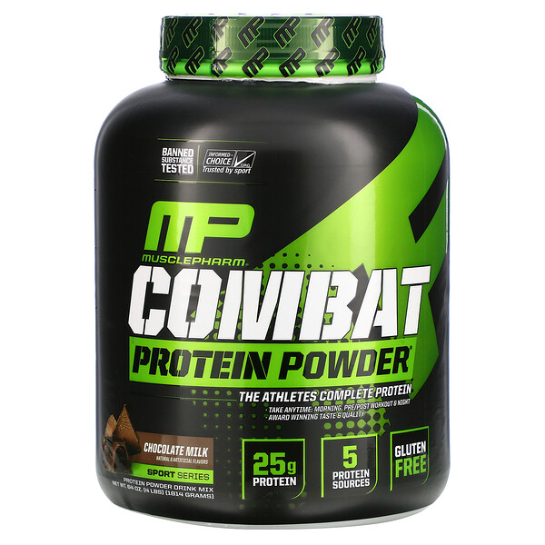 MusclePharm, Combat Protein Powder, Chocolate Milk, 4 lbs (1,814 g ...