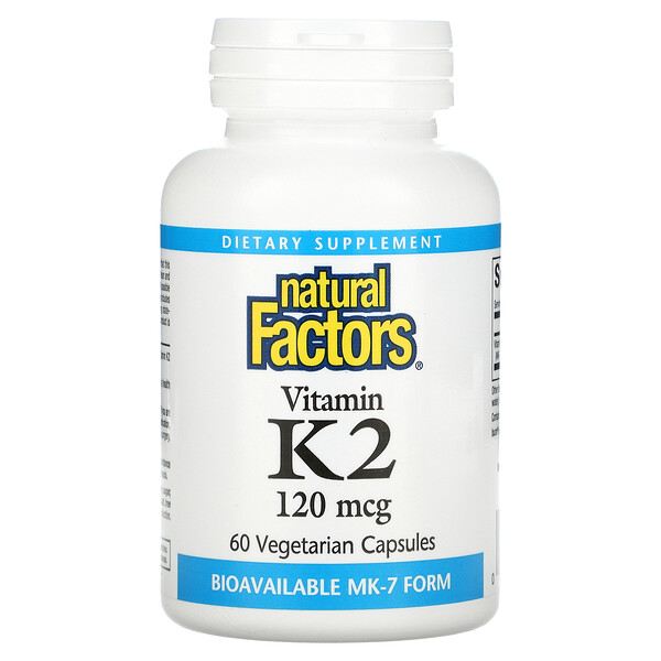 Natural Factors, Vitamin K2, 120 mcg, 60 Vegetarian CapsulesSingapore