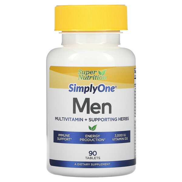 Super Nutrition, SimplyOne, Men, Multivitamin + Supporting Herbs, 90 TabletsSingapore