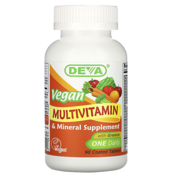Deva, Vegan Multivitamin & Mineral Supplement, One Daily, 90 Coated ...