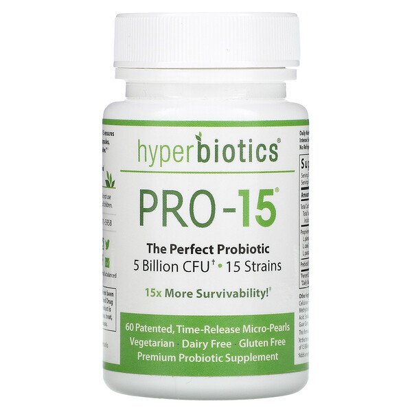 Hyperbiotics, PRO-15, The Perfect Probiotic, 5 Billion CFU, 60 Patented ...