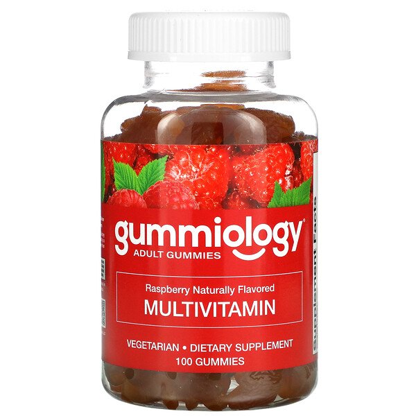 Gummiology, Adult Multivitamin Gummies, Natural Raspberry Flavor, 100 ...