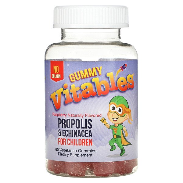 Vitables, Gummy Propolis & Echinacea for Children, Free Gelatin, Raspberry, 60 Vegetarian ...