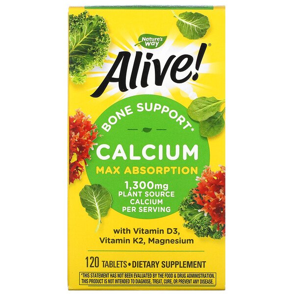 Nature's Way, Alive!, Calcium, Bone Support, 325 mg, 120 TabletsSingapore