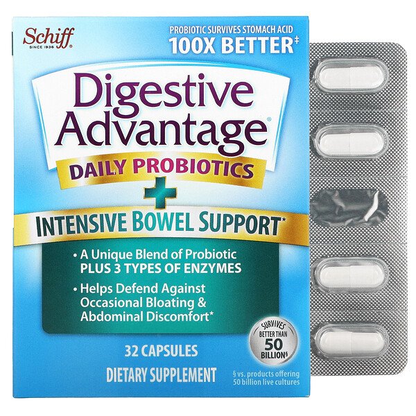 Schiff, Digestive Advantage, Daily Probiotics, Intensive Bowel Support ...