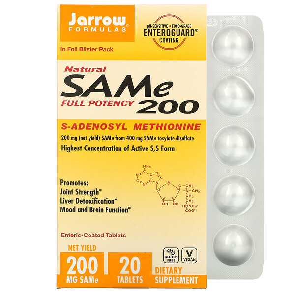 Jarrow Formulas, SAMe 200, S-Adenosyl-L-Methionine, 200 mg, 20 TabletsSingapore