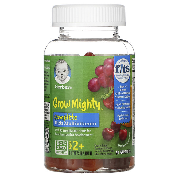 Gerber, Grow Mighty, Complete Kids Multivitamin, Ages 2+, 60 ...