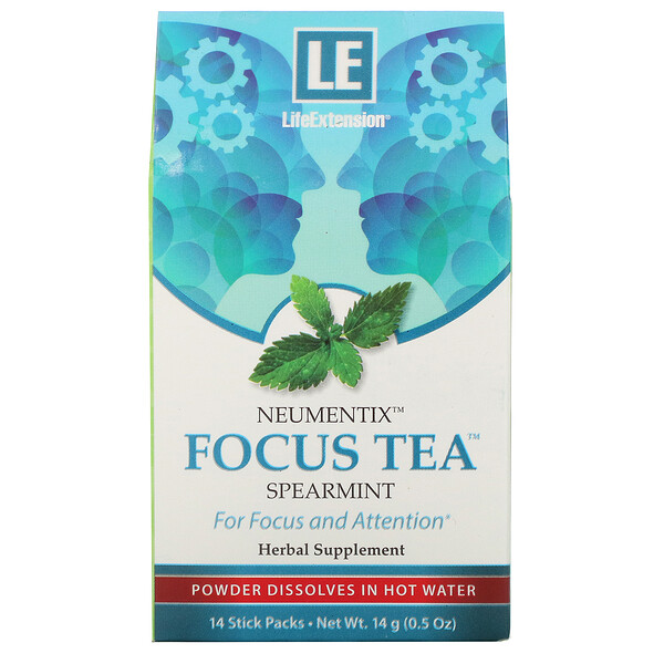 Life Extension, Neumentix, Focus Tea, Spearmint, 14 Stick Packs ...